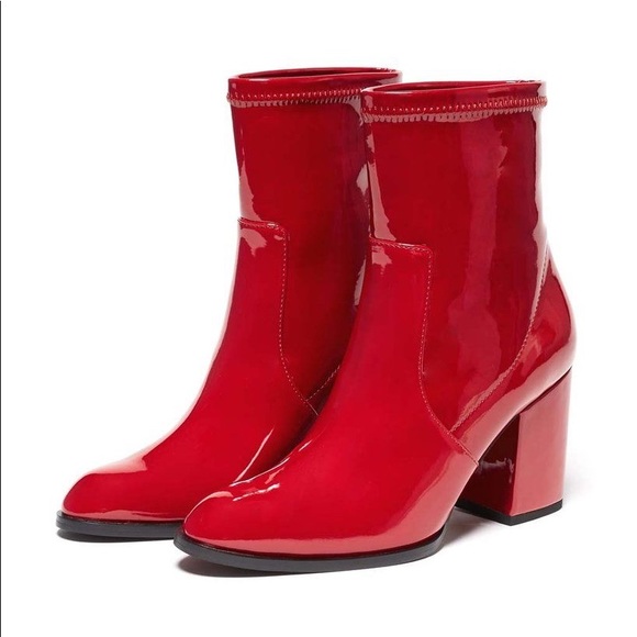 INTENTIONALLY BLANK | Shoes | Intentionally Blank Janet Red Patent Boot ...